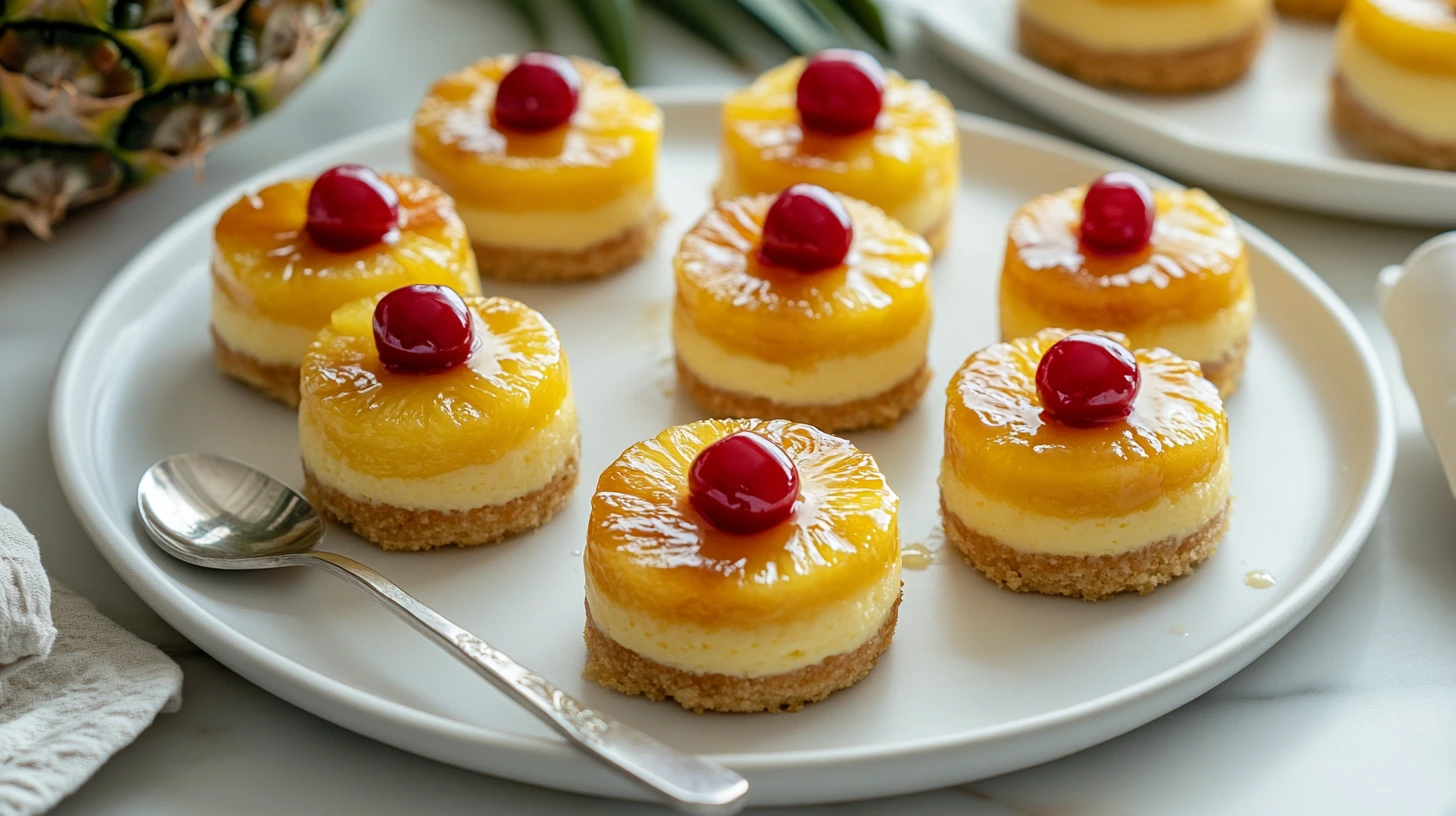 Tropical and Easy Mini Pineapple Upside-Down Cheesecakes